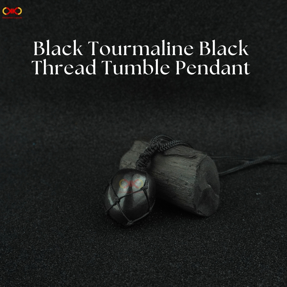 Black Tourmaline Black Thread Tumble Pendant – Khambhat Crystals