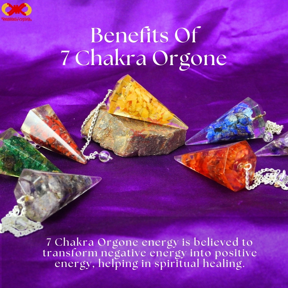7 Chakra Dowsing Orgone Pendulum Set | Khambhat Crystals