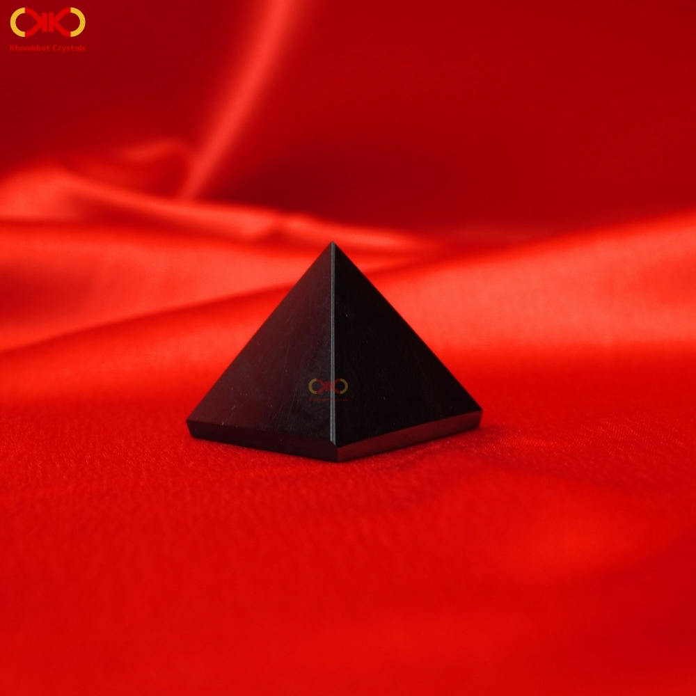 Black Obsidian Pyramid (Set of 10) (25-30 mm) | Khambhat Crystals