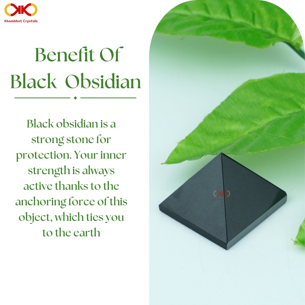 Black Obsidian Pyramid (Set of 10) (25-30 mm) | Khambhat Crystals