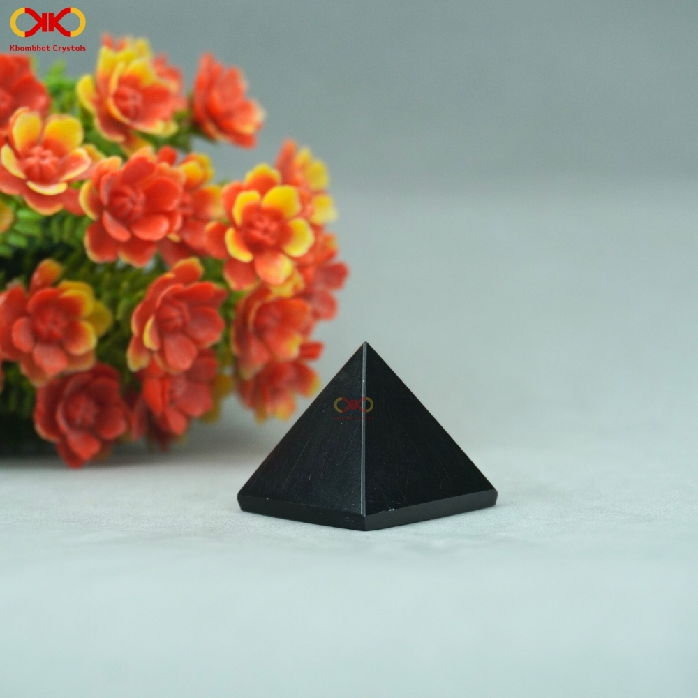 Black Obsidian Pyramid (Set of 10) (25-30 mm) | Khambhat Crystals