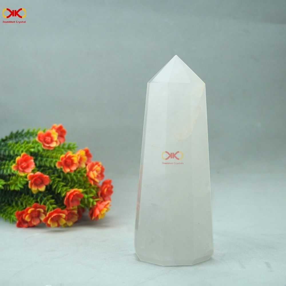 Clear Quartz 8 Faceted Big Jumbo Tower (10 inch Approx.) | Khambhat ...