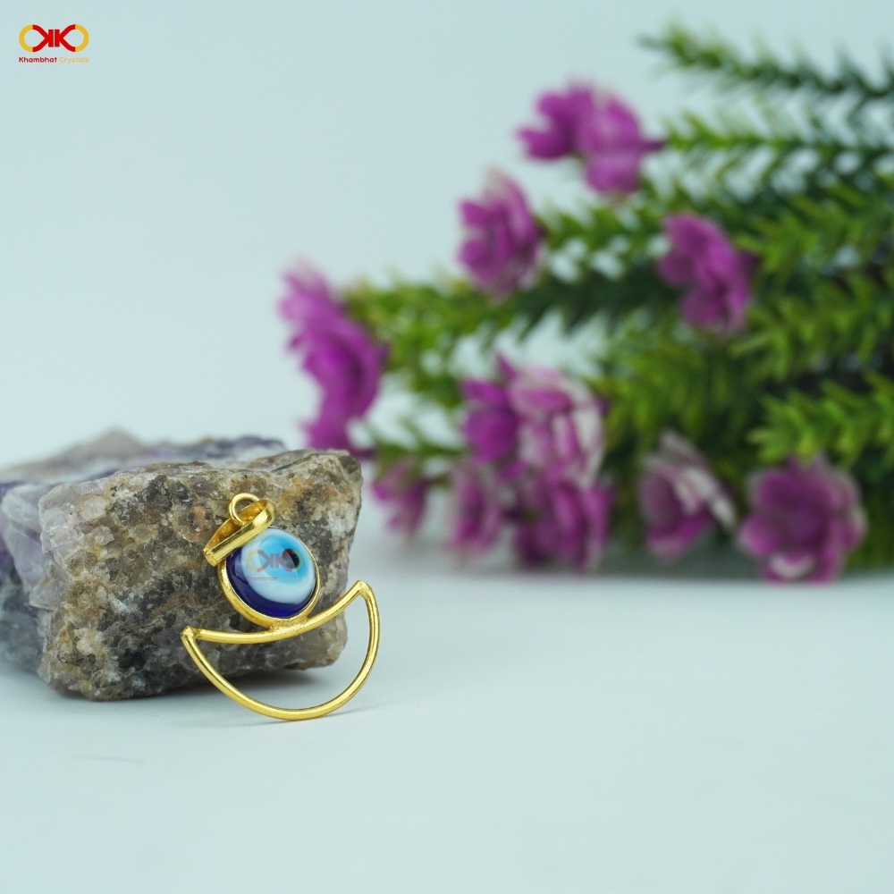 Evil Eye Moon Frame Pendant | Khambhat Crystals