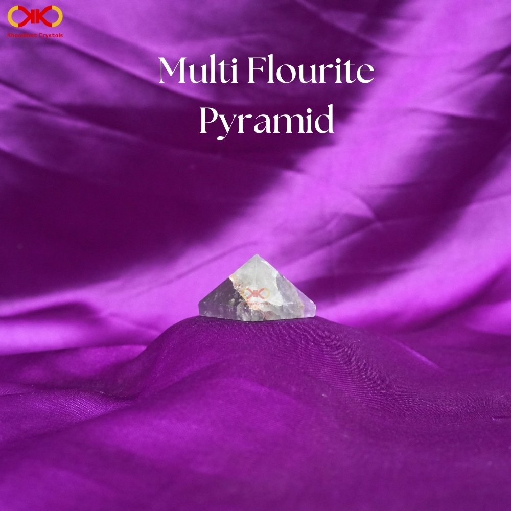 Multi Fluorite Pyramid (Set of 10) (25-30 mm) | Khambhat Crystals