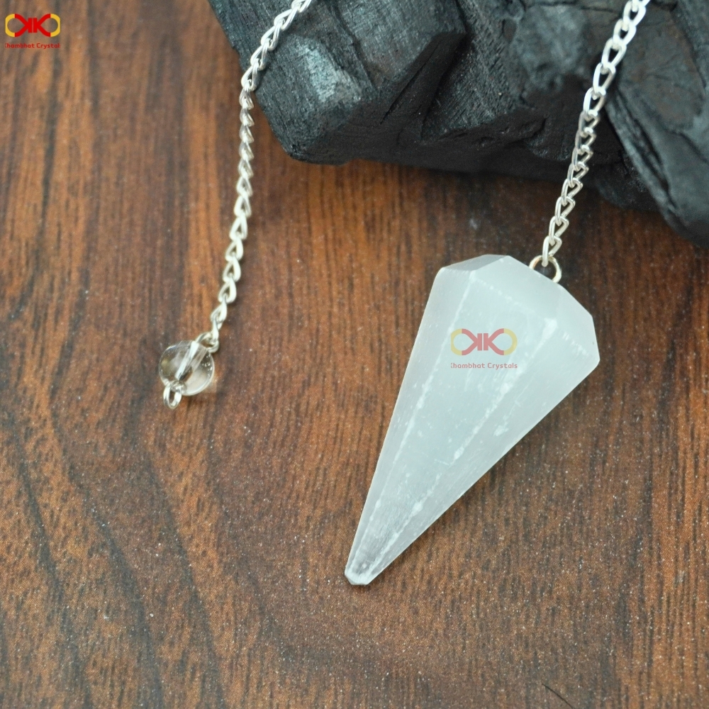 Selenite Dowsing Pendulum | Khambhat Crystals