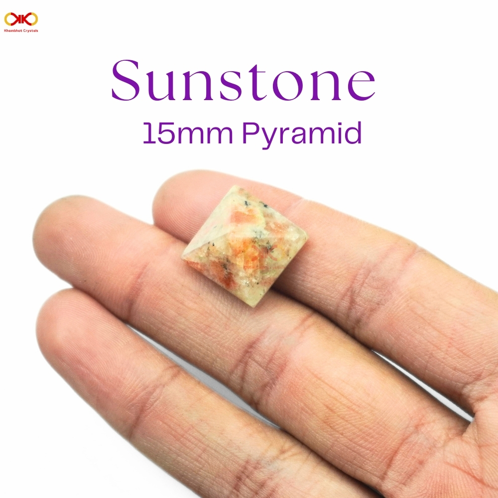 Sunstone Small Pyramid (Set of 10) (15 mm) | Khambhat Crystals