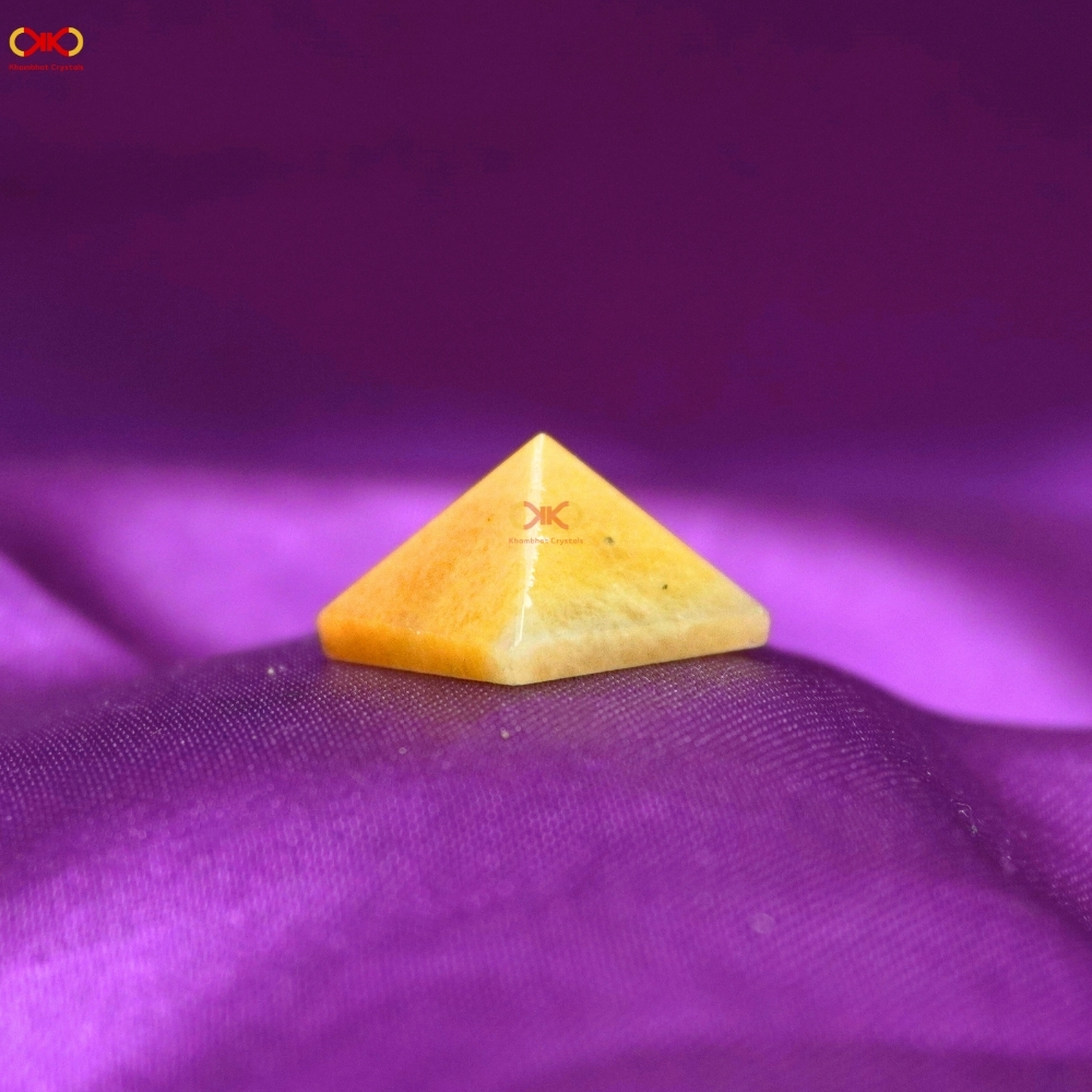 Yellow Jade Camel Small Pyramid (Set of 10) (15 mm) | Khambhat Crystals