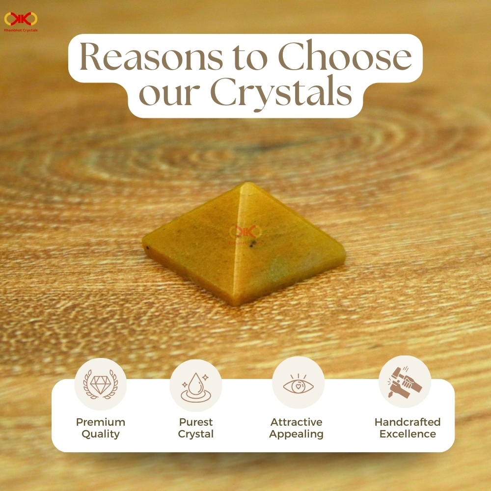 Yellow Jade Camel Small Pyramid (Set of 10) (15 mm) | Khambhat Crystals