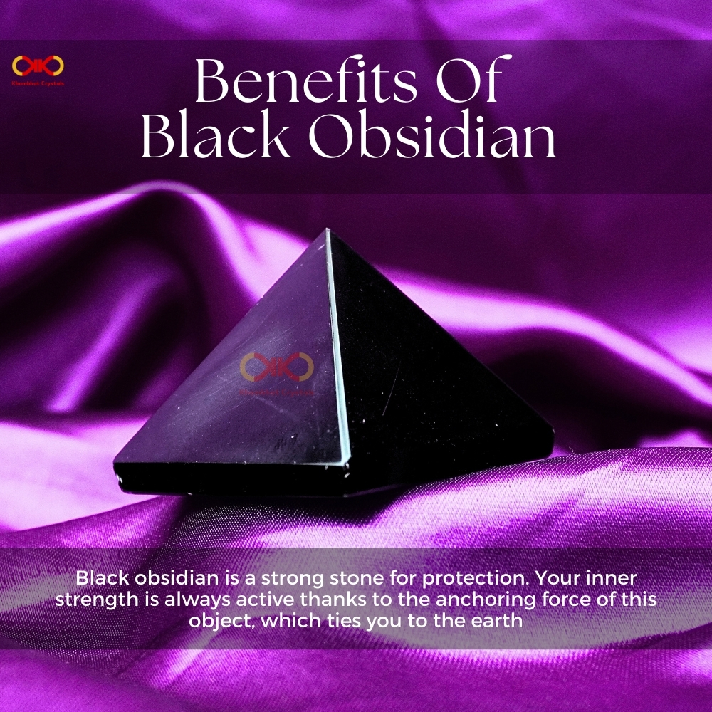 Black Obsidian Pyramid(KG Pyramid) | Khambhat Crystals