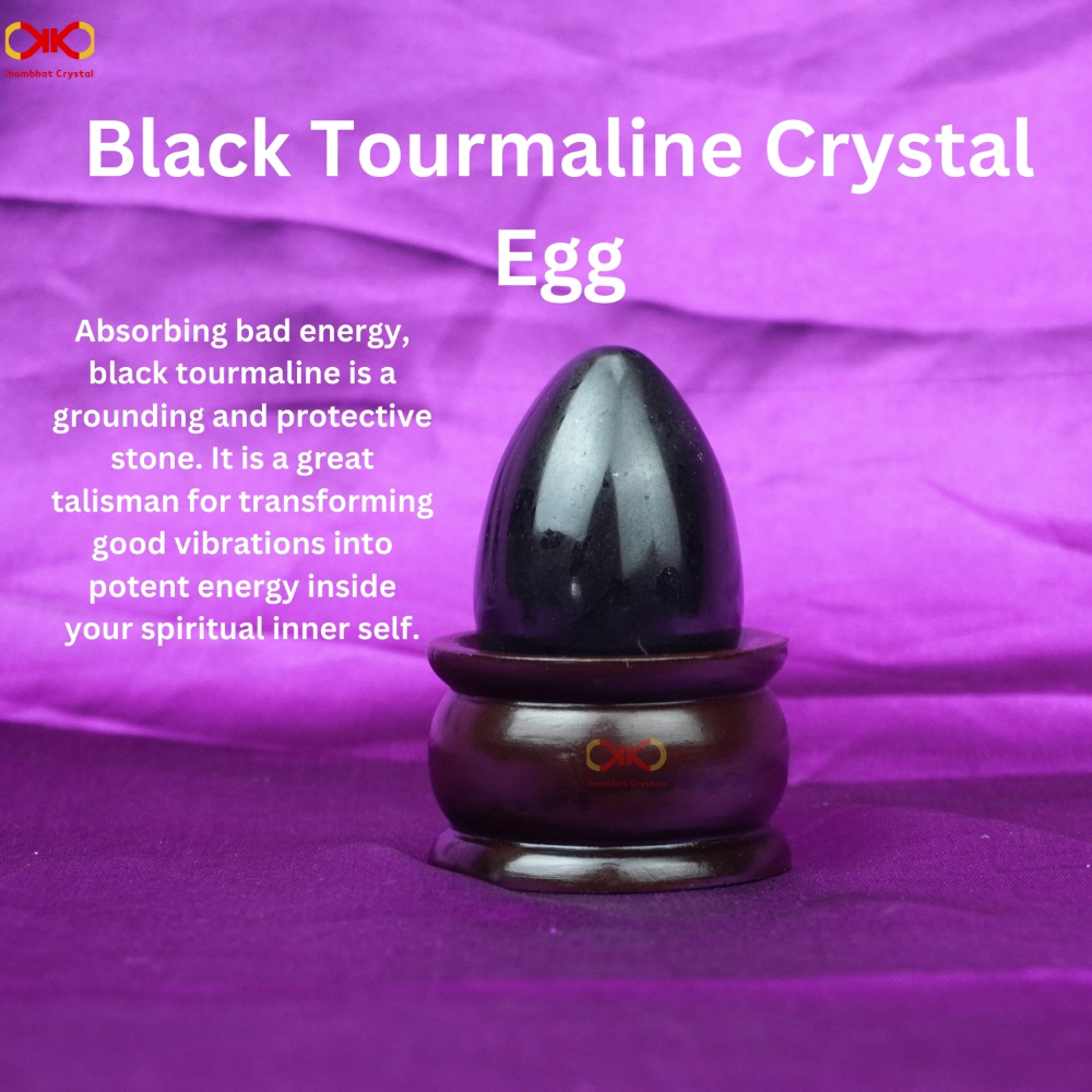 Black Shungite Crystal Egg | Khambhat Crystals