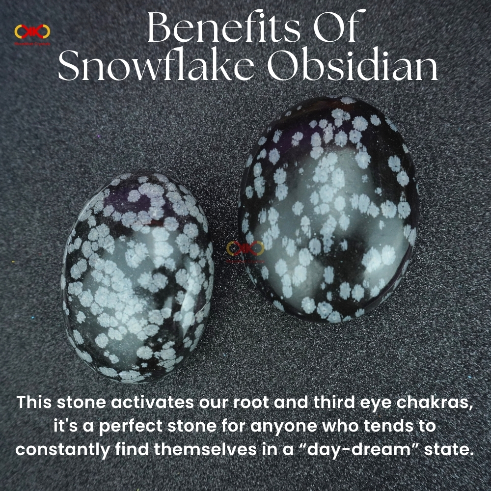 Snowflake Obsidian Palm Stone | Khambhat Crystals