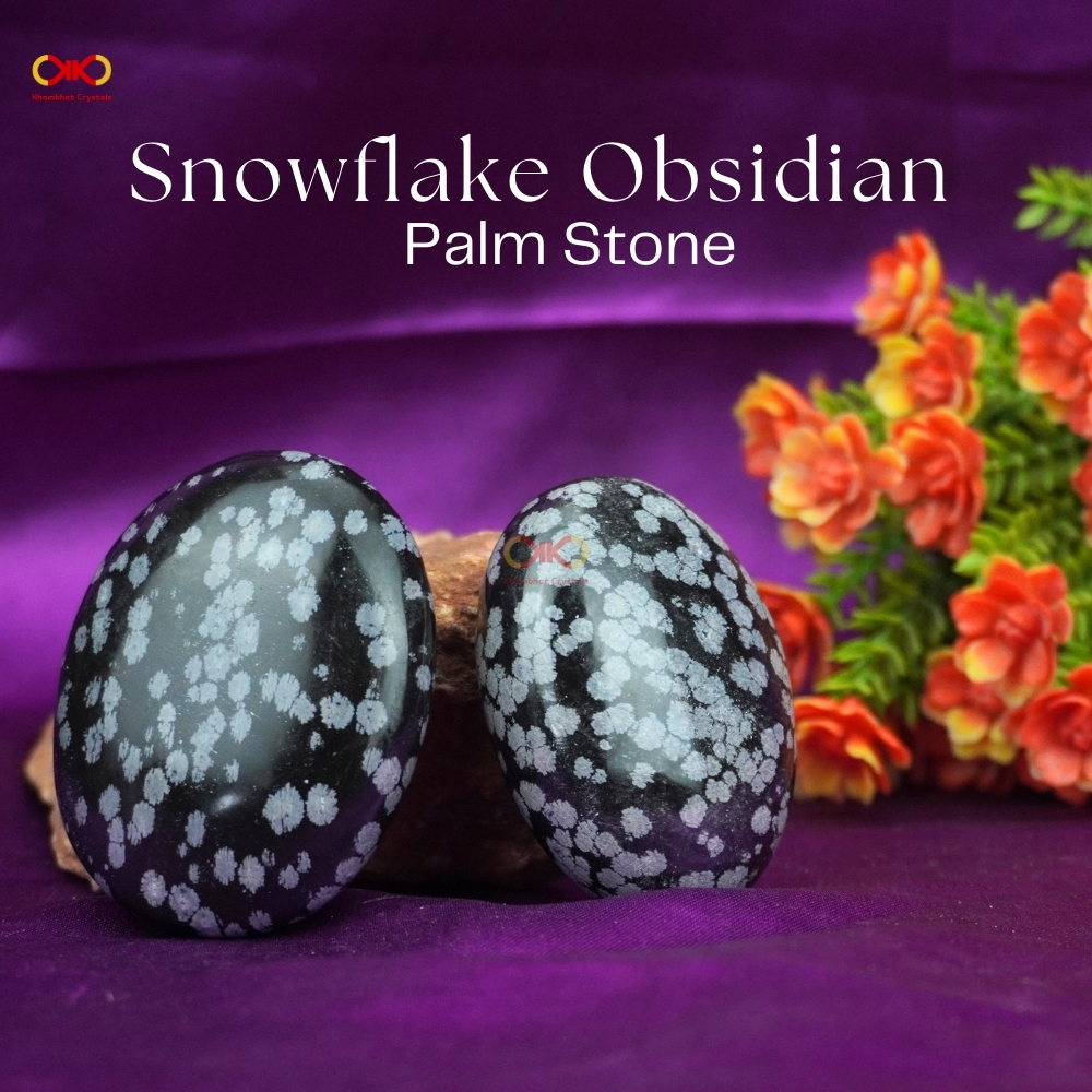 Snowflake Obsidian Palm Stone | Khambhat Crystals