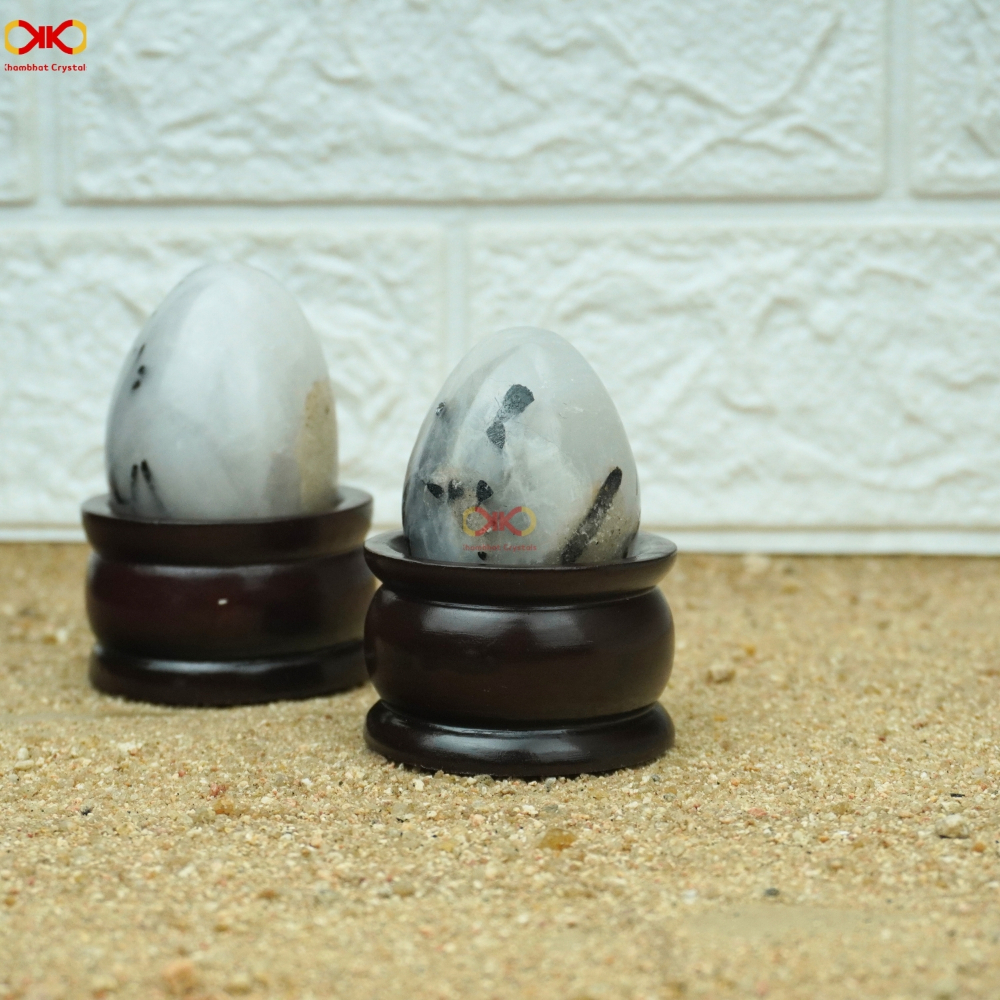 White Rutile Crystal Egg | Khambhat Crystals