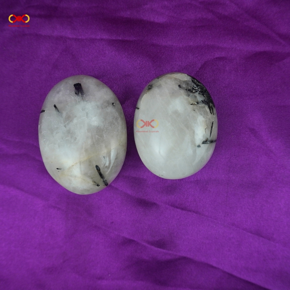 White Rutile Palm Stone | Khambhat Crystals
