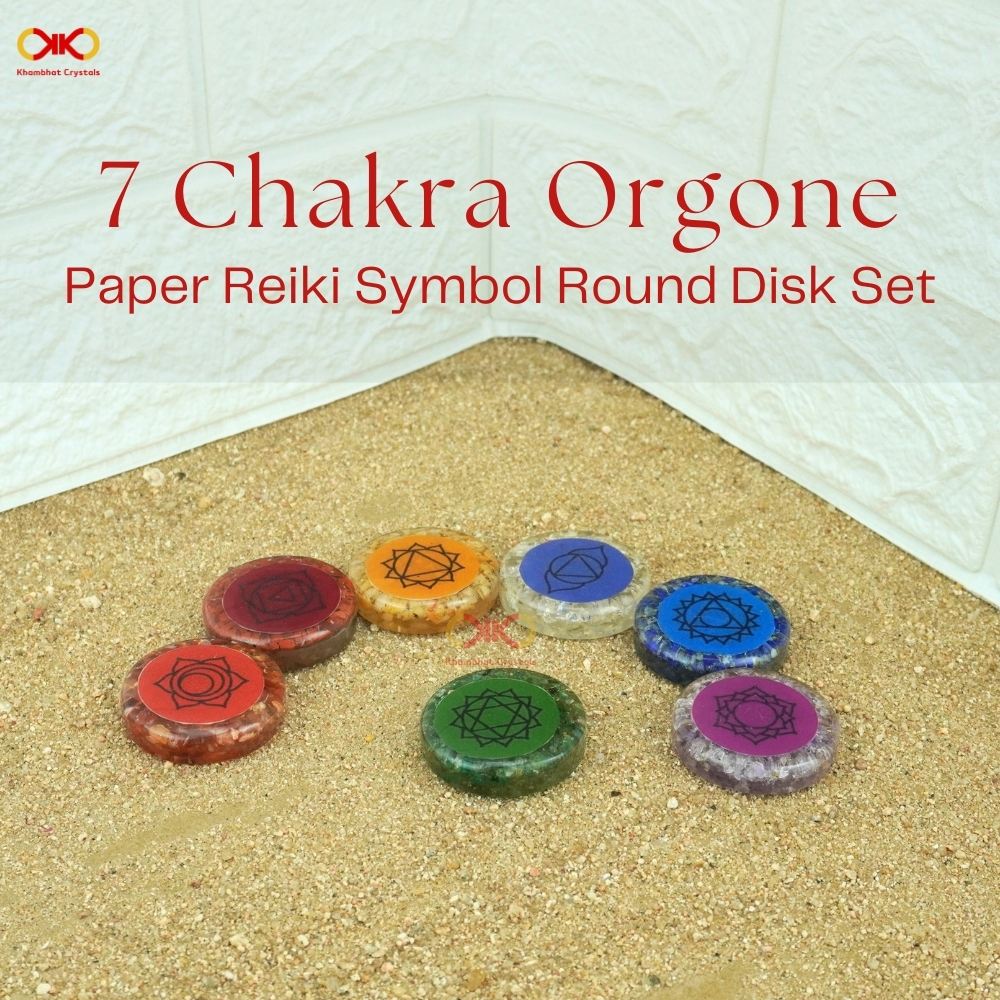 7 Chakra Paper Reiki Symbol Round Disk Set | Khambhat Crystals