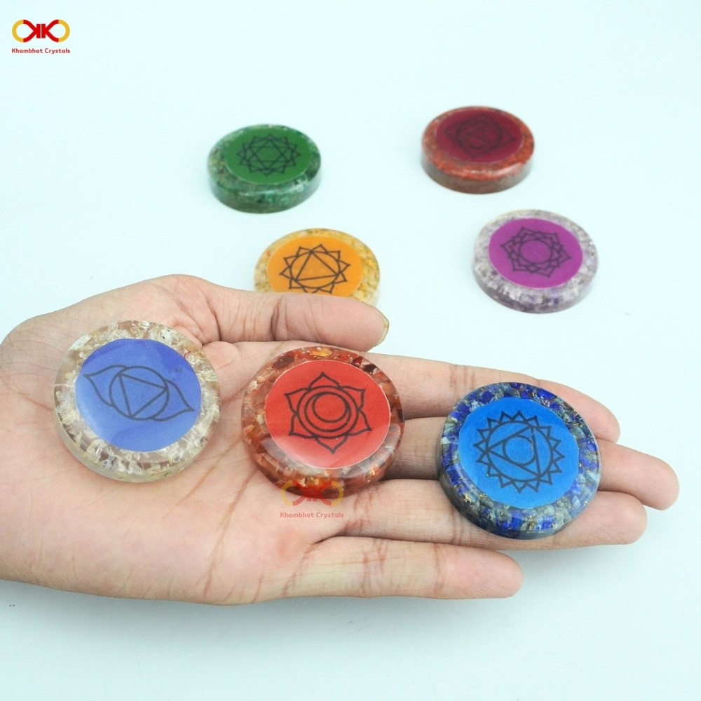 7 Chakra Paper Reiki Symbol Round Disk Set | Khambhat Crystals