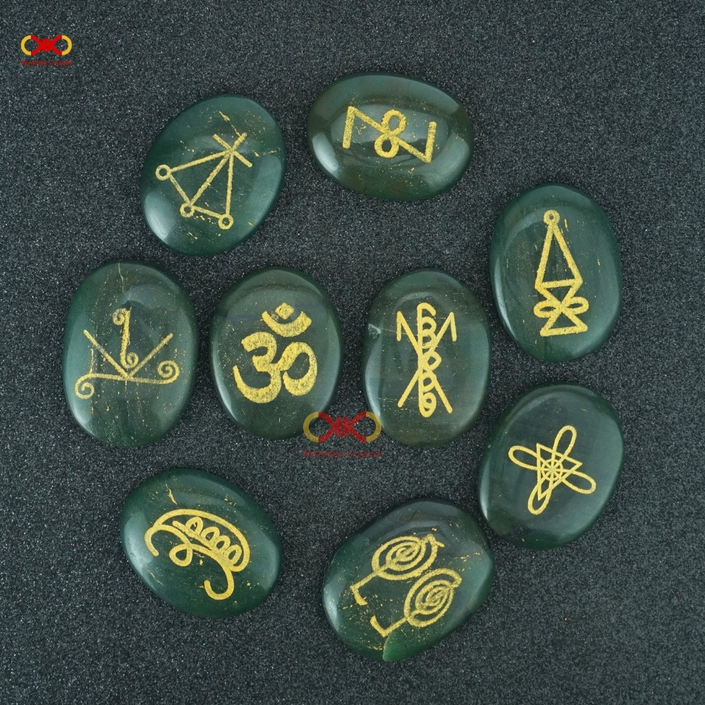 Green Jade Reiki Coin Set | Khambhat Crystals
