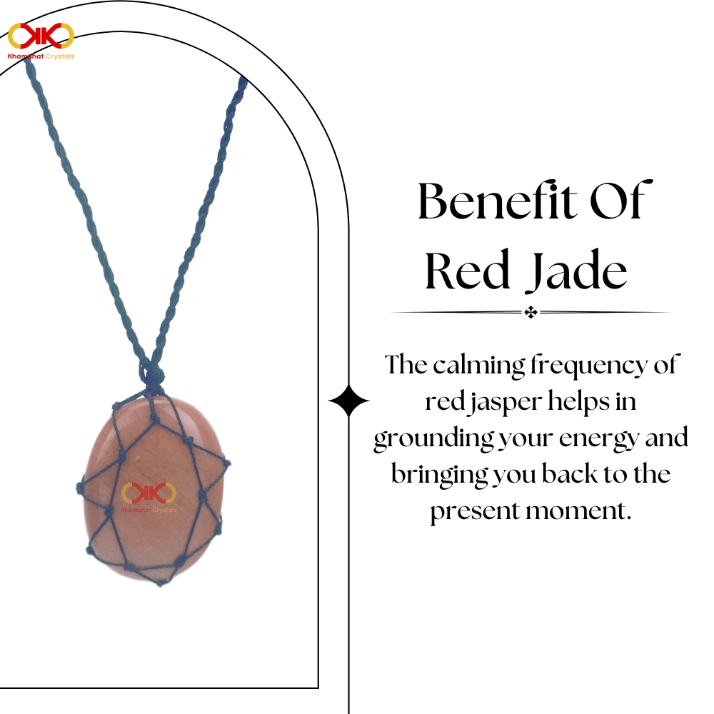 Red Jade Oval Thread Cage Pendant | Khambhat Crystals