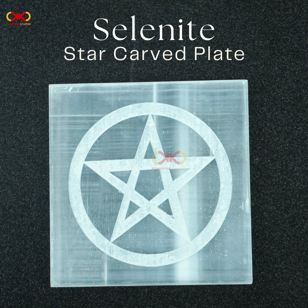 Selenite Star Carved Plate | Khambhat Crystals