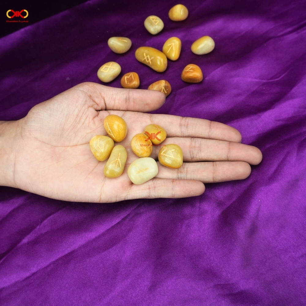 Yellow Jade Rune Set | Khambhat Crystals