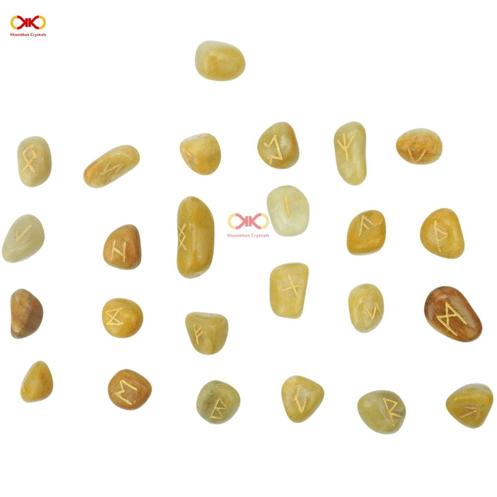 Yellow Jade Rune Set | Khambhat Crystals